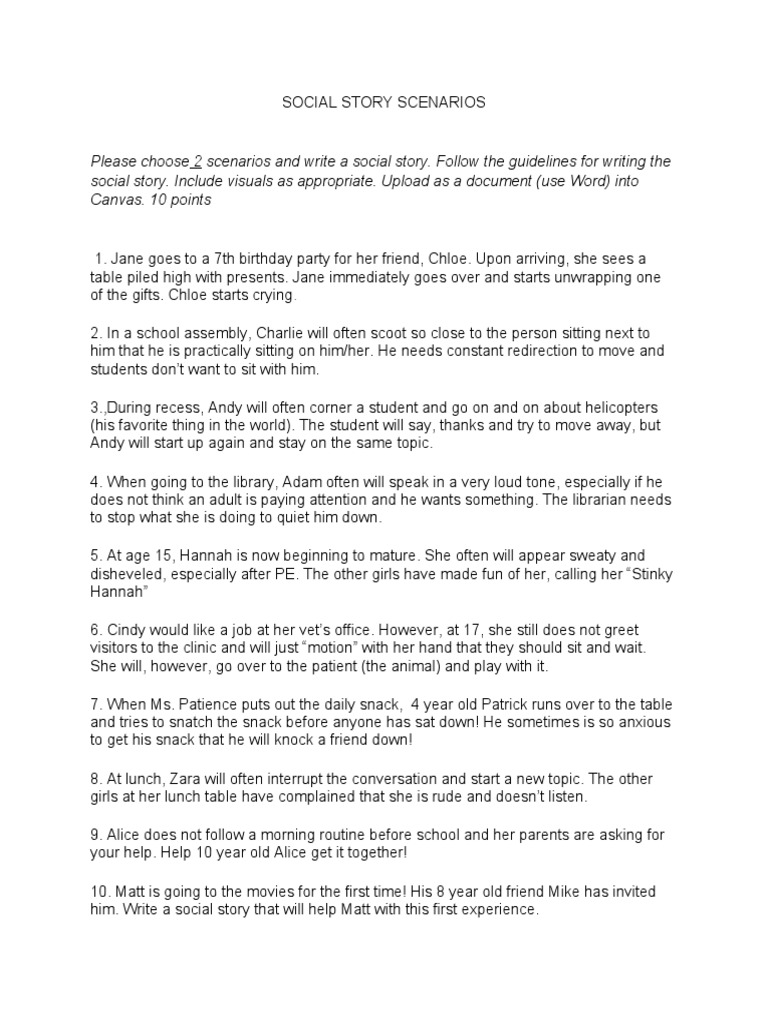 Social Stories for Common Scenarios | PDF | Language Arts & Discipline ...