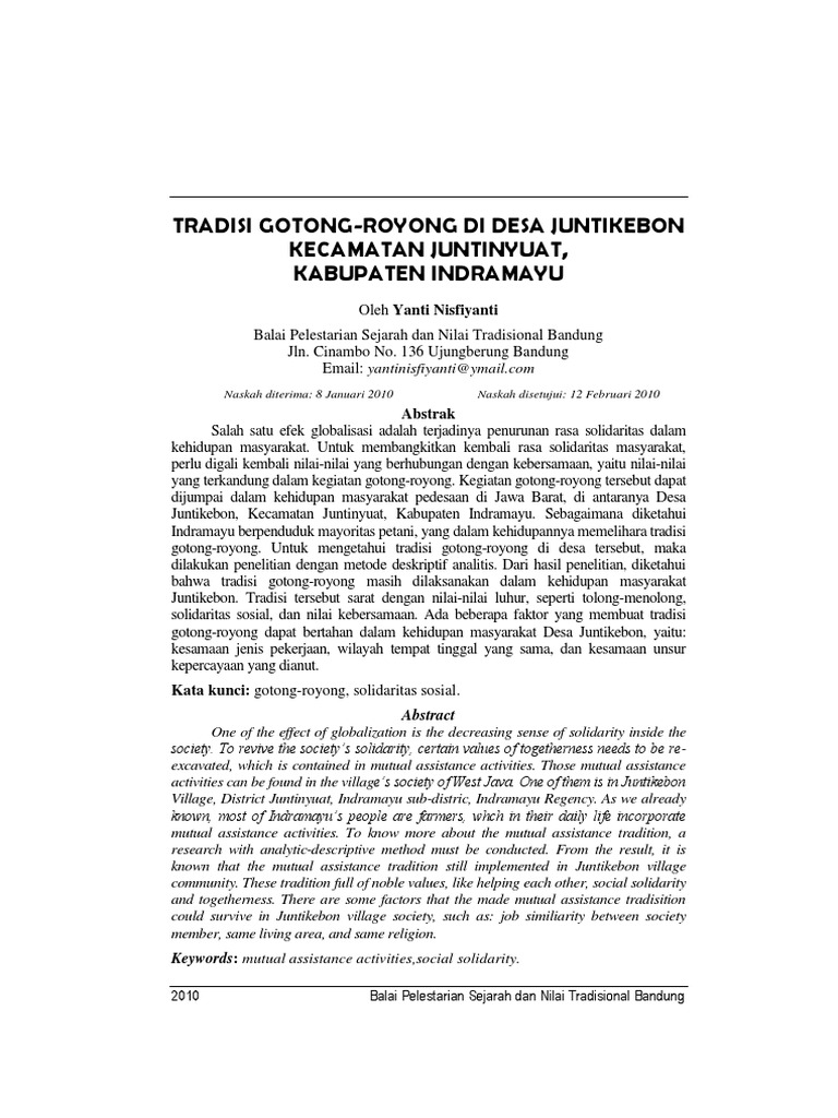 Tradisi Gotong Royong Di Junti Kebon | PDF