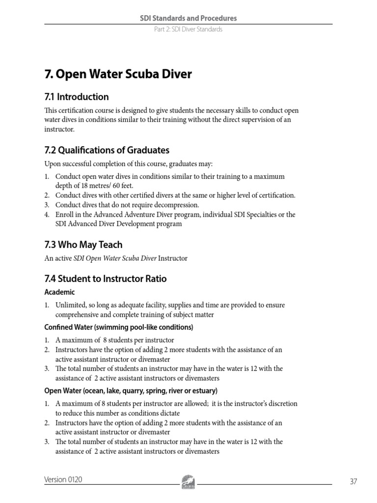 SDI Open Water Diver Certification Guide | PDF | Scuba Diving | Snorkeling