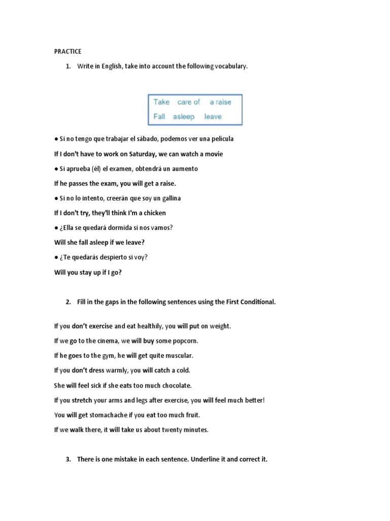 PRACTICE First Conditional | PDF