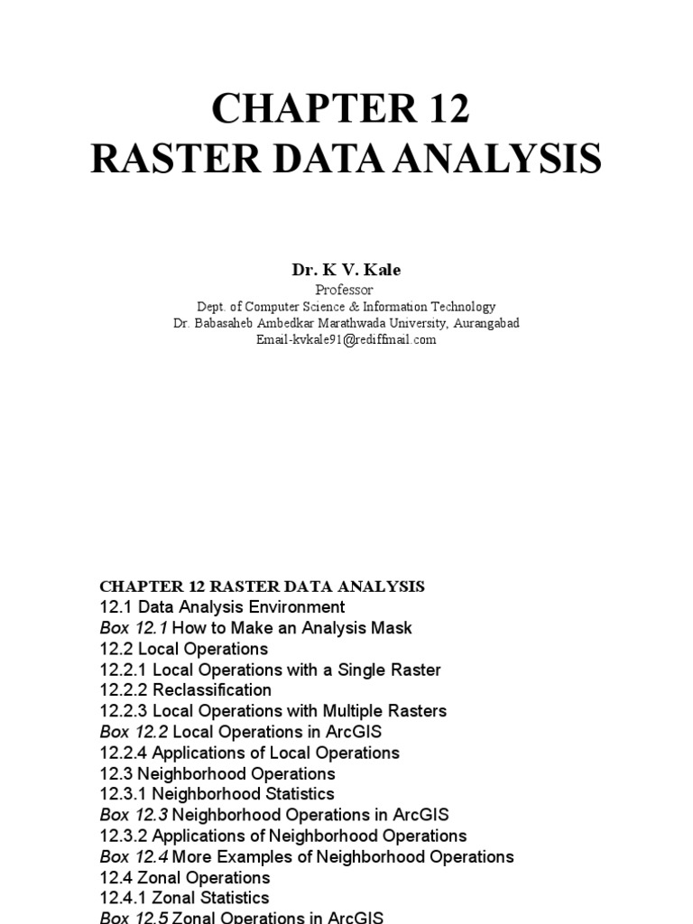 Raster Data Analysis: Dr. K V. Kale | PDF | Distance | Function (Mathematics)