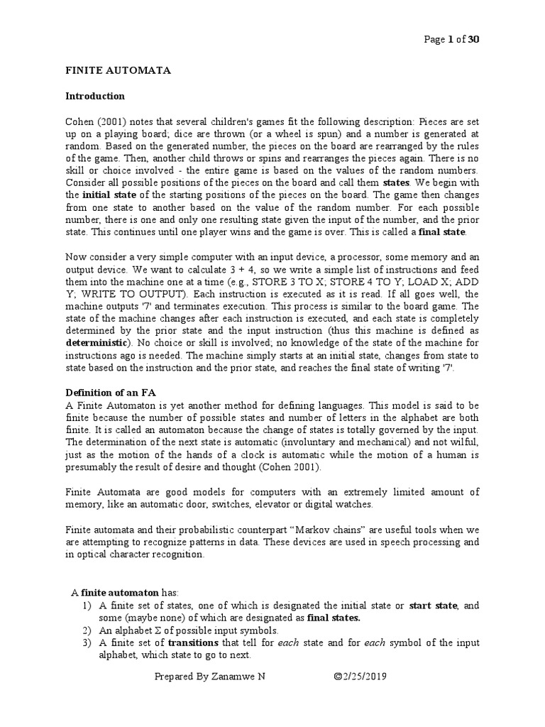 2 Finite Automata 2019 | PDF | Computing | Teaching Mathematics