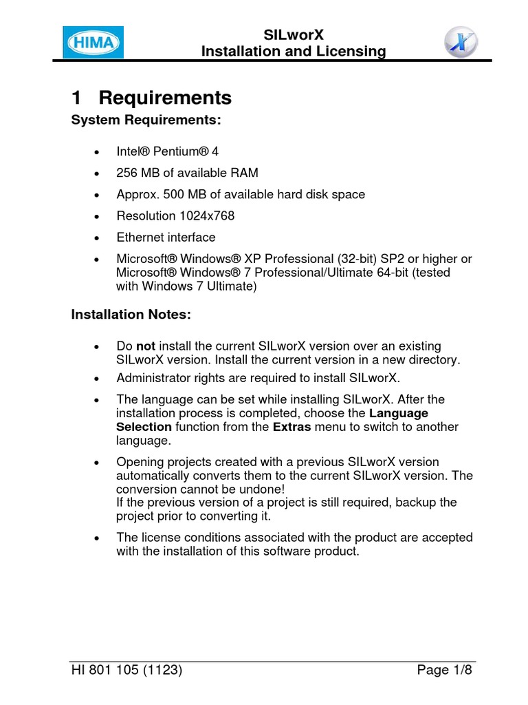 HI 801 105 (1123) SILworX V4 Install E | PDF | Microsoft Windows | Usb