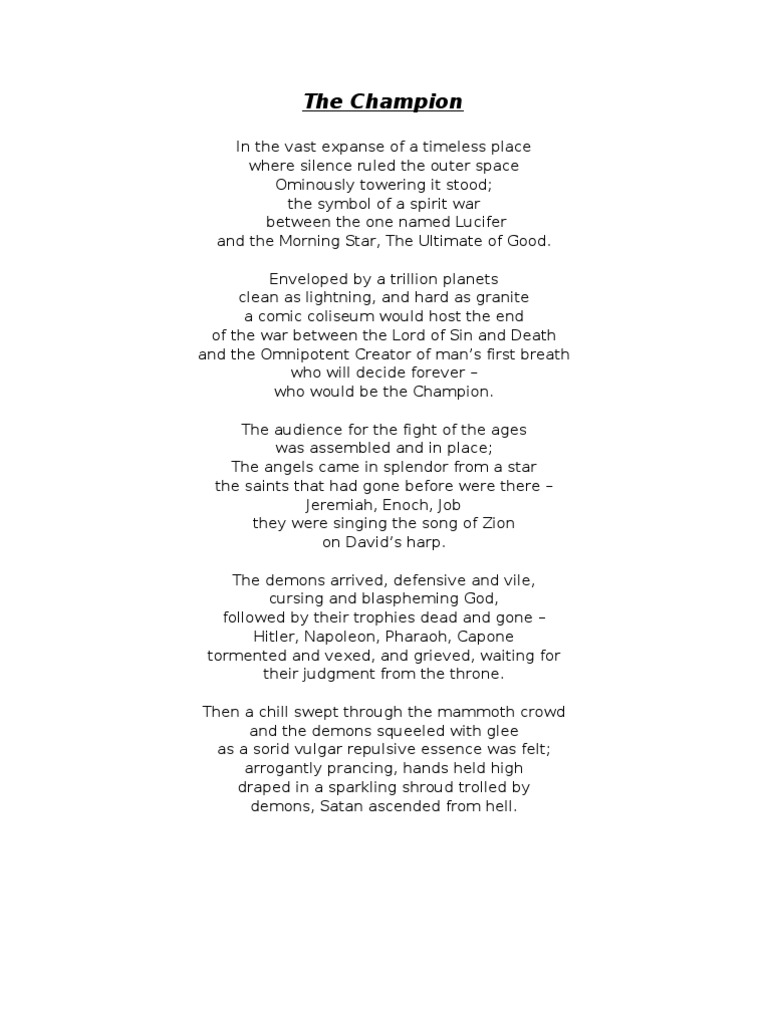 The Champion Declamation | PDF | Satan | Jesus