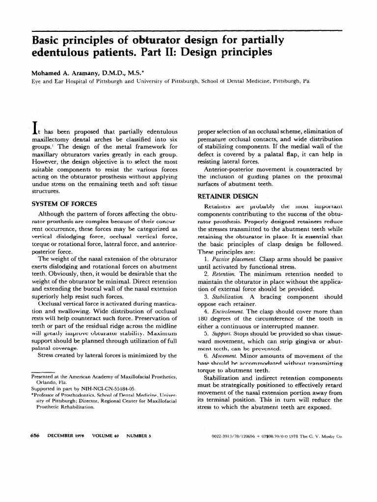 Maxillary Obturator Design Principles | PDF | Anatomical Terms Of ...