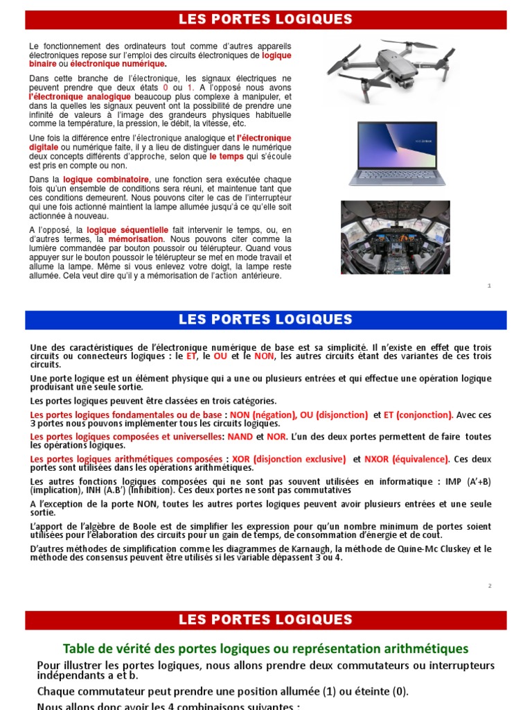 Introduction aux portes logiques | PDF | Algèbre de Boole (logique ...