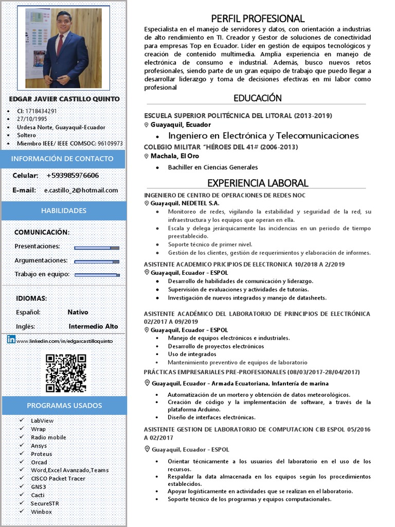 CurriculumVitae Español PDF | PDF | Ecuador | Informática