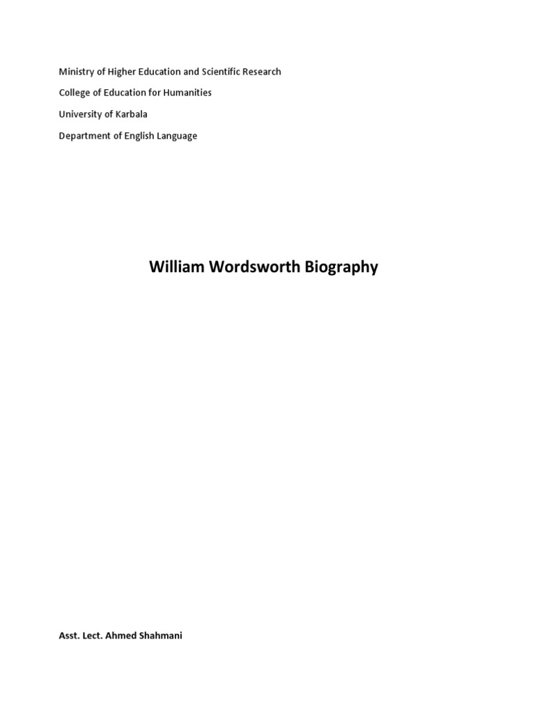 Wordsworth Biography | PDF | William Wordsworth | Poetry