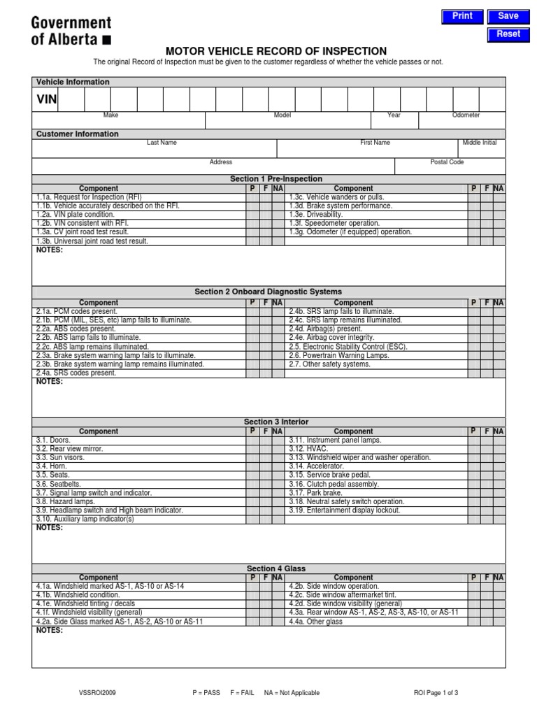 Motor Vehicle Record of Inspection | PDF | Steering | Brake