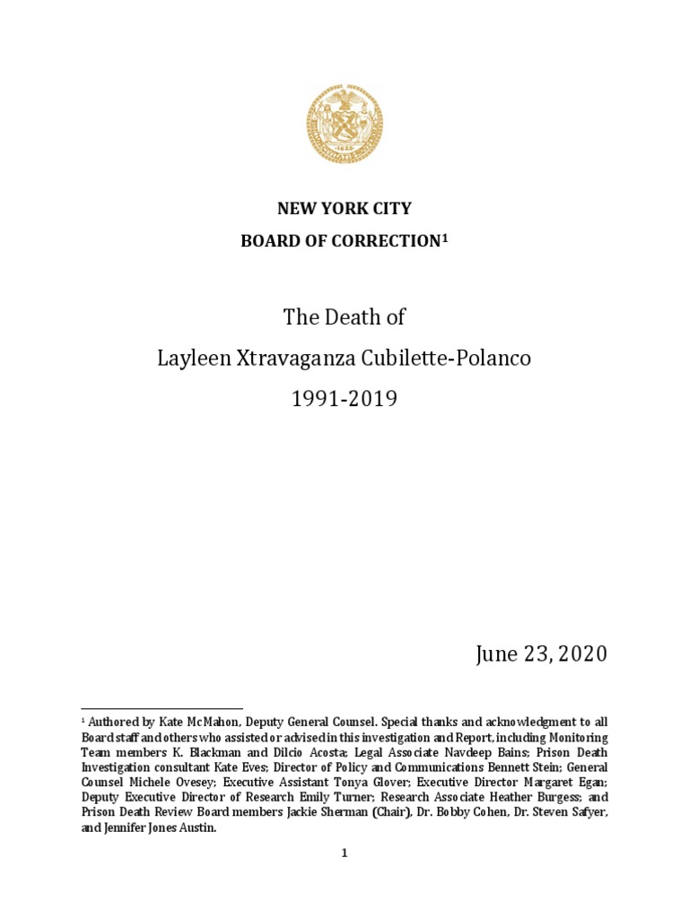 Layleen Polanco NYC Board of Correction Report | PDF | Rikers Island ...