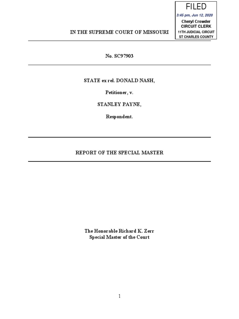 Nash - Report of Special Master (Missouri Supreme Court) | PDF | Actual ...