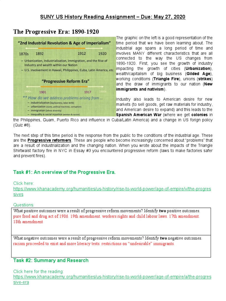 The Progressive Era Distance Learning 2020 | PDF | Muckraker ...