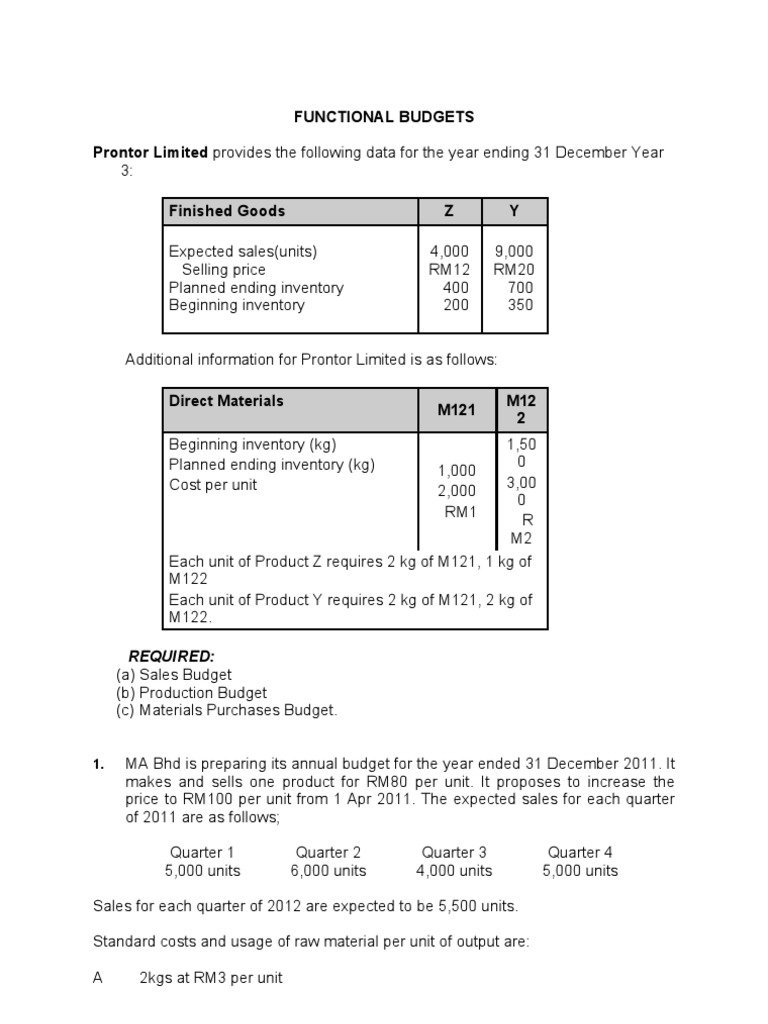 Funtional Budget | PDF | Inventory | Stocks
