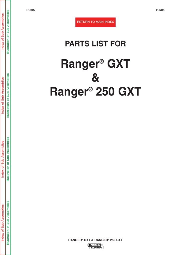 Ranger GXT & Ranger 250 GXT: Parts List For | PDF | Screw | Components