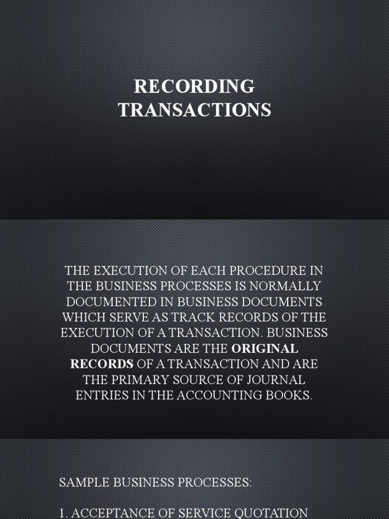 Recording Business Transactions Guide | PDF | Financial Transaction ...