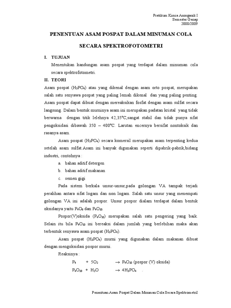 Penentuan Asam Pospat dalam Cola | PDF