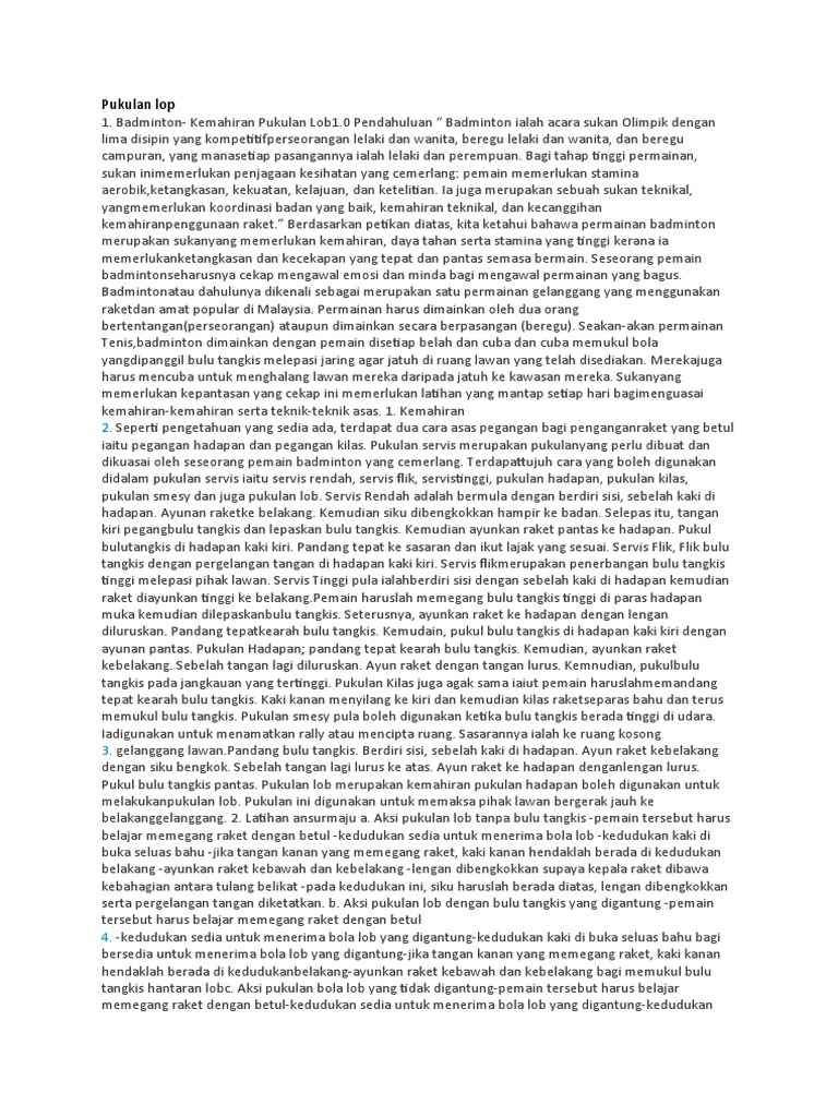 Pukulan Lob | PDF