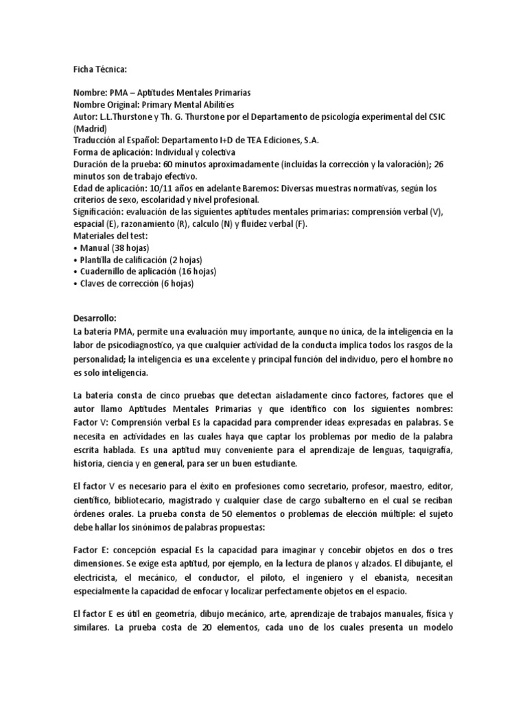 Ficha Tecnica PMA | PDF | Inteligencia | Geometría
