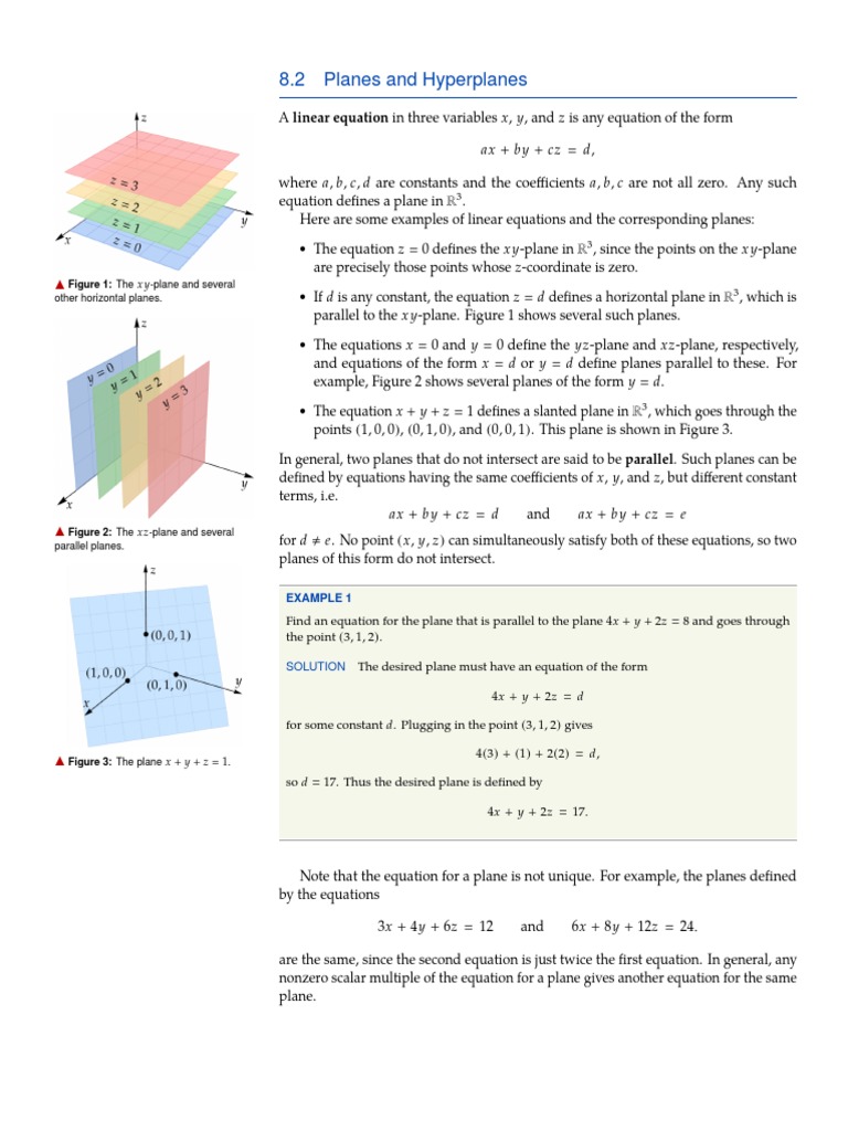 8.2 Planes and Hyperplanes: Figure 1: The | PDF | Plane (Geometry ...