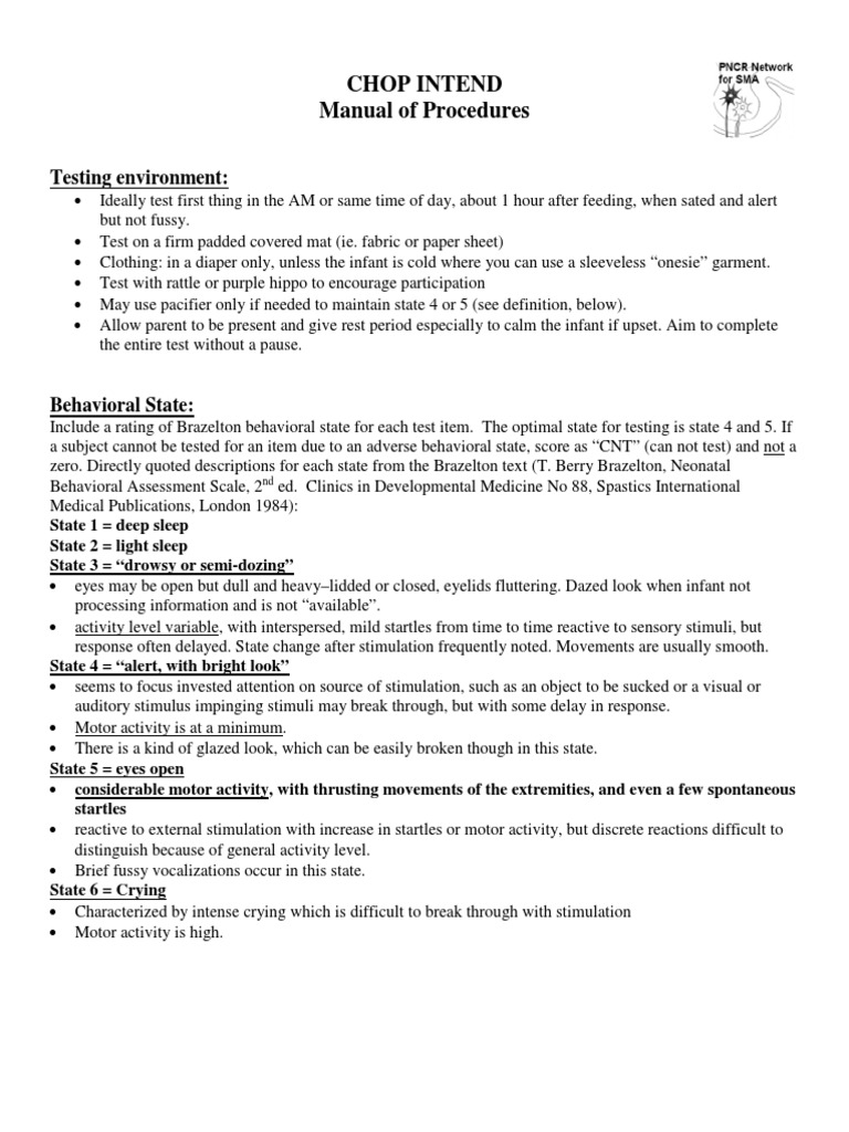 CHOP INTEND For SMA Type I Manual of Procedures | PDF | Anatomical ...