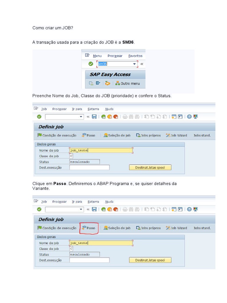 Como Criar Um JOB | PDF