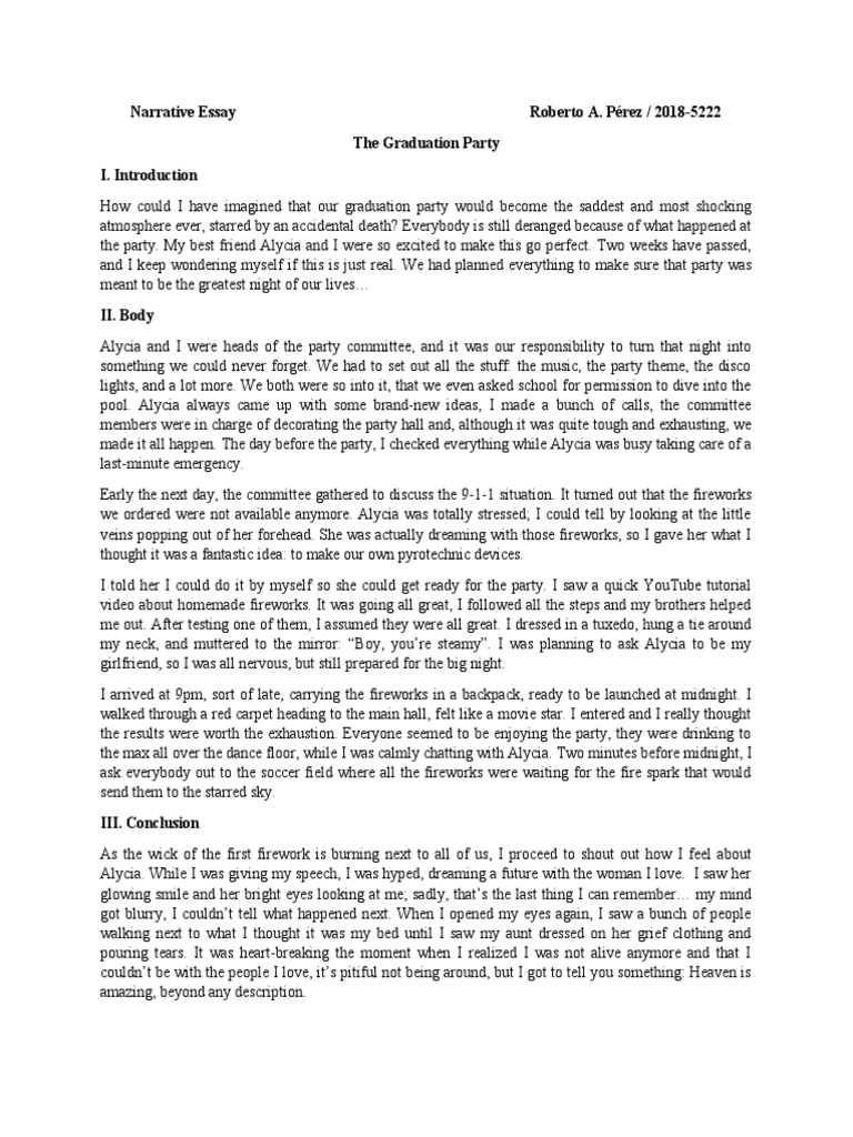 Narrative Essay - Graduation Party | PDF