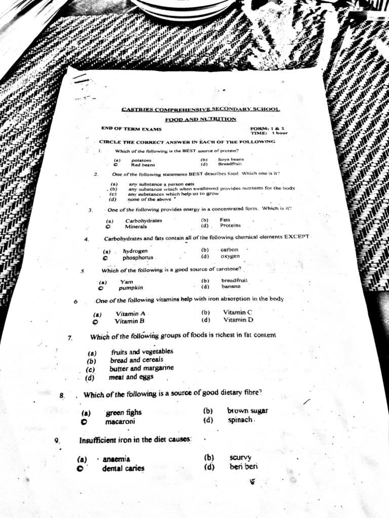 Food and Nutrition Paper 1 | PDF