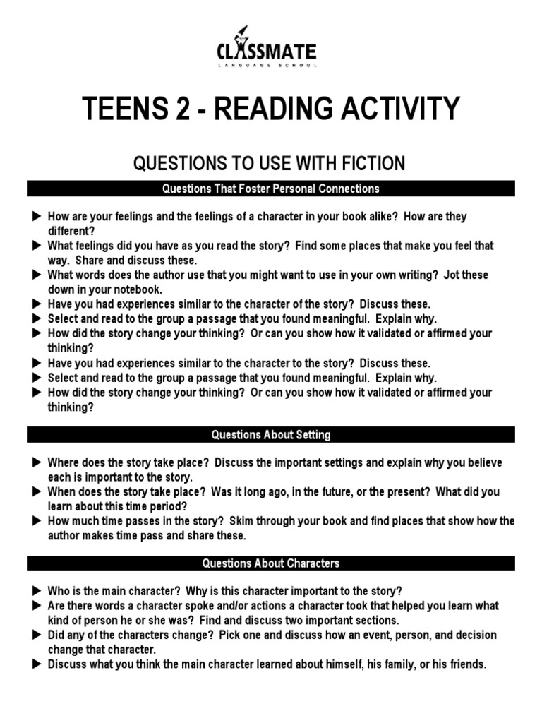 General Comprehension Questions For Any Book 2020 | PDF | Hero | Fairy ...