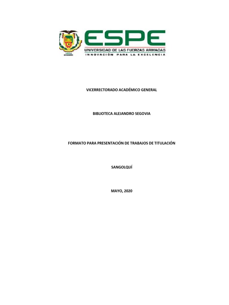 Formato de Trabajos de Titulación ESPE | PDF | Deshonestidad academica | Archivo de computadora