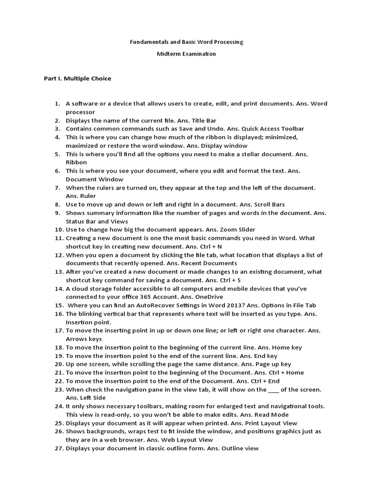 Word Processing Exam Guide | PDF | Page Layout | Computer File