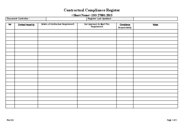 ISMS Contractual Compliance Register | PDF