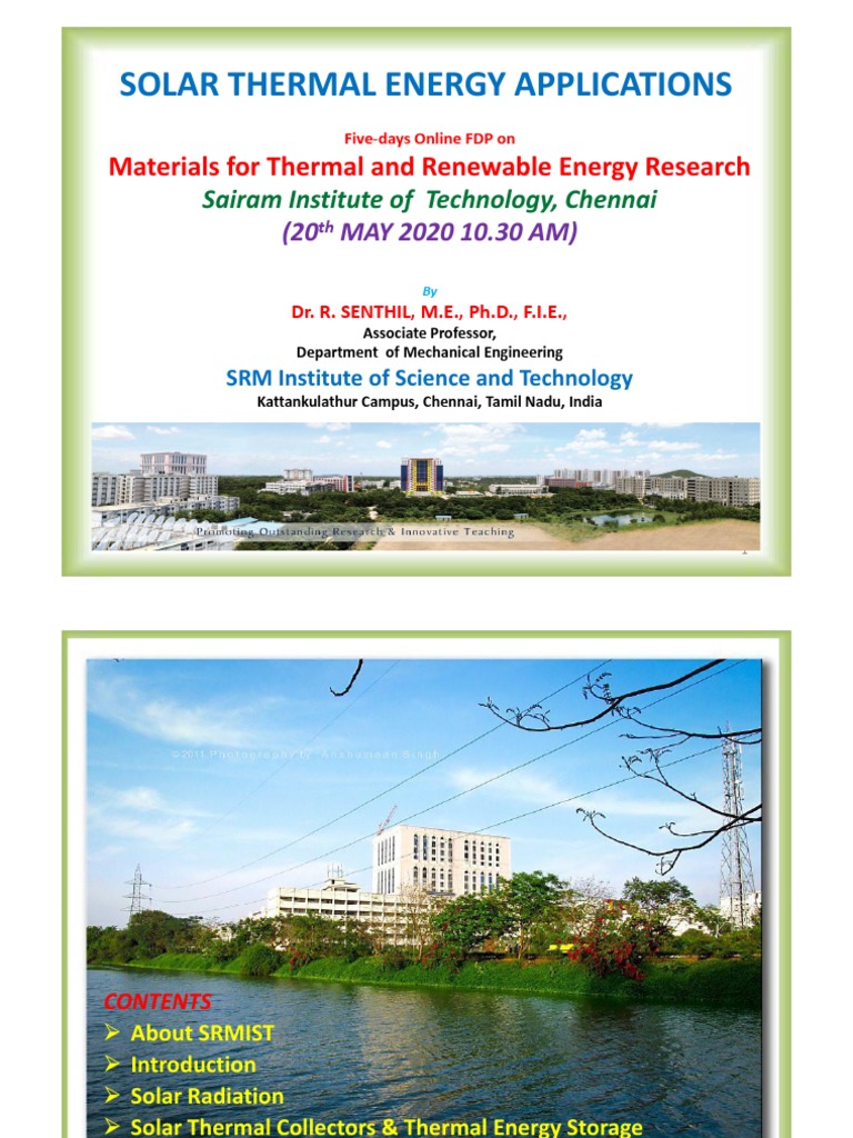 Day 1 | PDF | Solar Energy | Heat Transfer