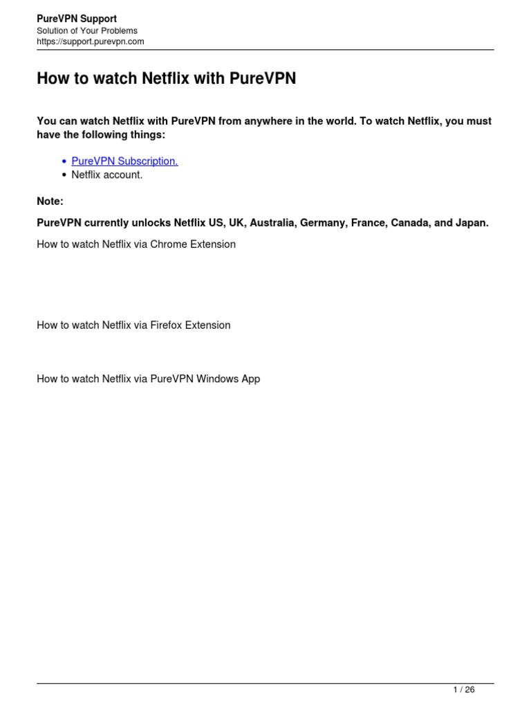How To Watch Netflix With Purevpn | PDF | Netflix | Multimedia