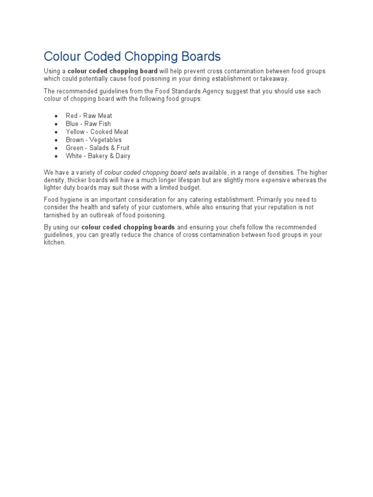 Colour Coded Chopping Boards | PDF