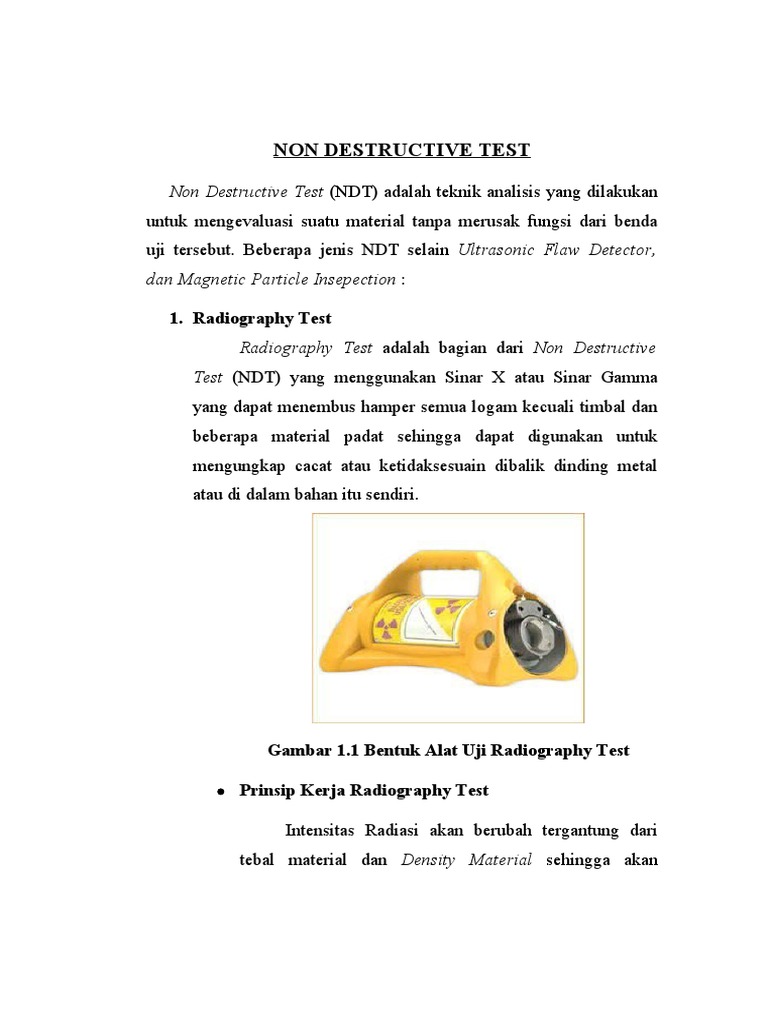Jenis-Jenis Non Destructive Test | PDF | Teknologi & Rekayasa