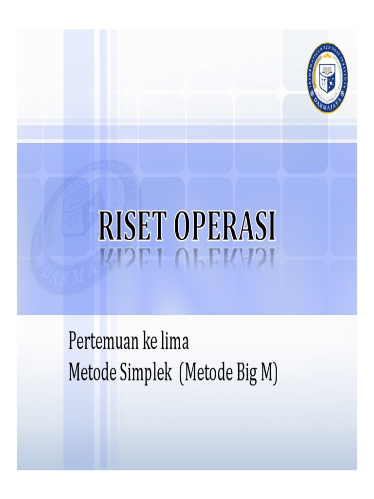 7 - Metode Simplek Metode Big M PDF | PDF