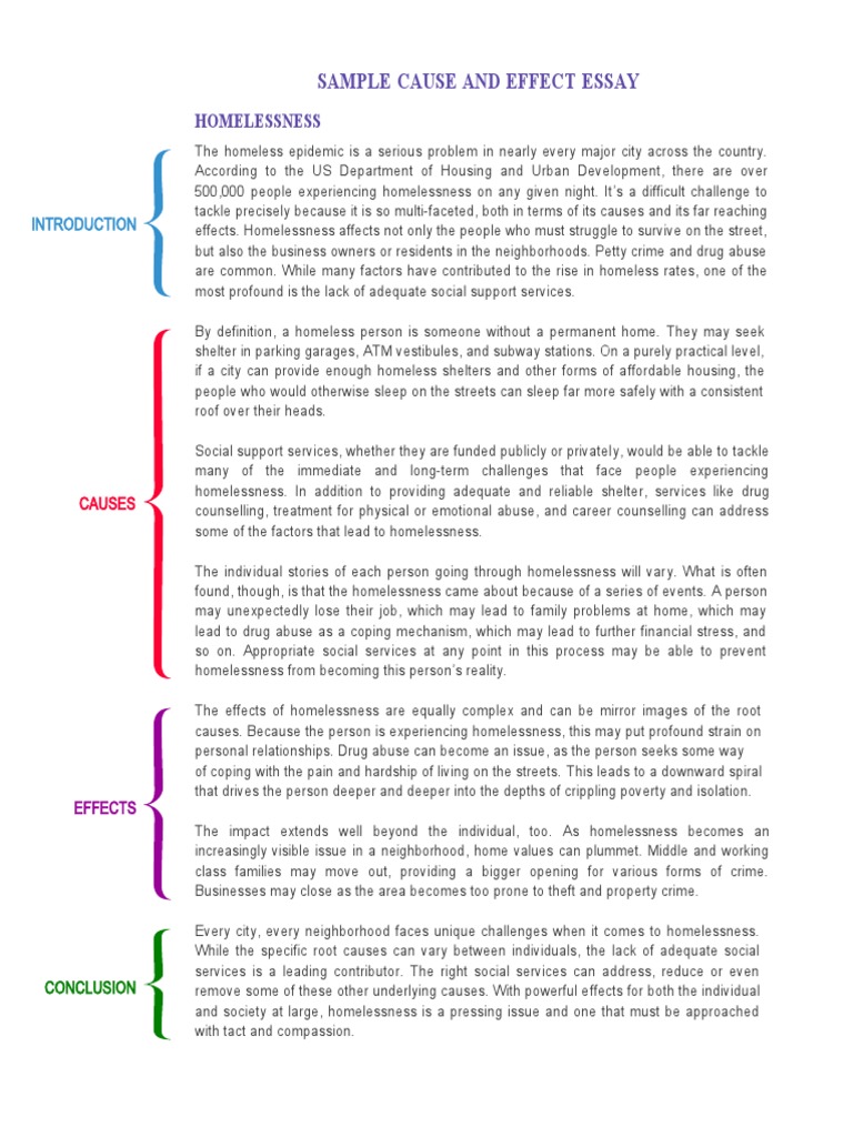 Sample Cause and Effect Essay: Homelessness | PDF | Homelessness | Essays