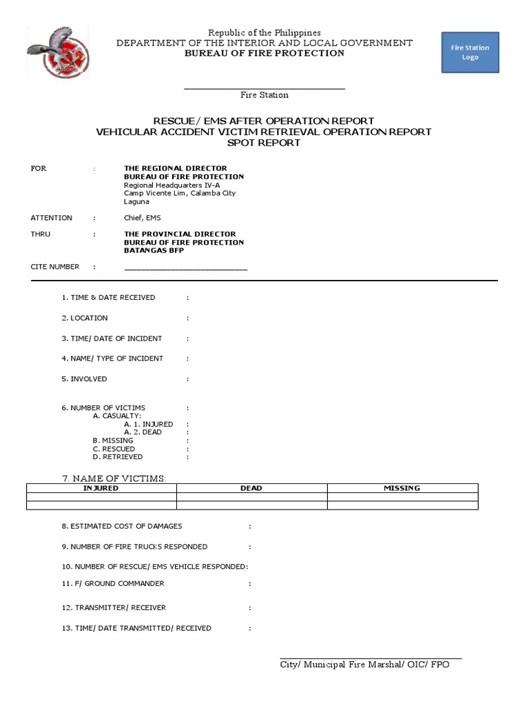 Bureau of Fire Protection: Republic of The Philippines Department of ...