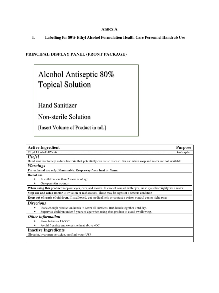 Alcohol Antiseptic 80% Topical Solution: Hand Sanitizer Non-Sterile ...