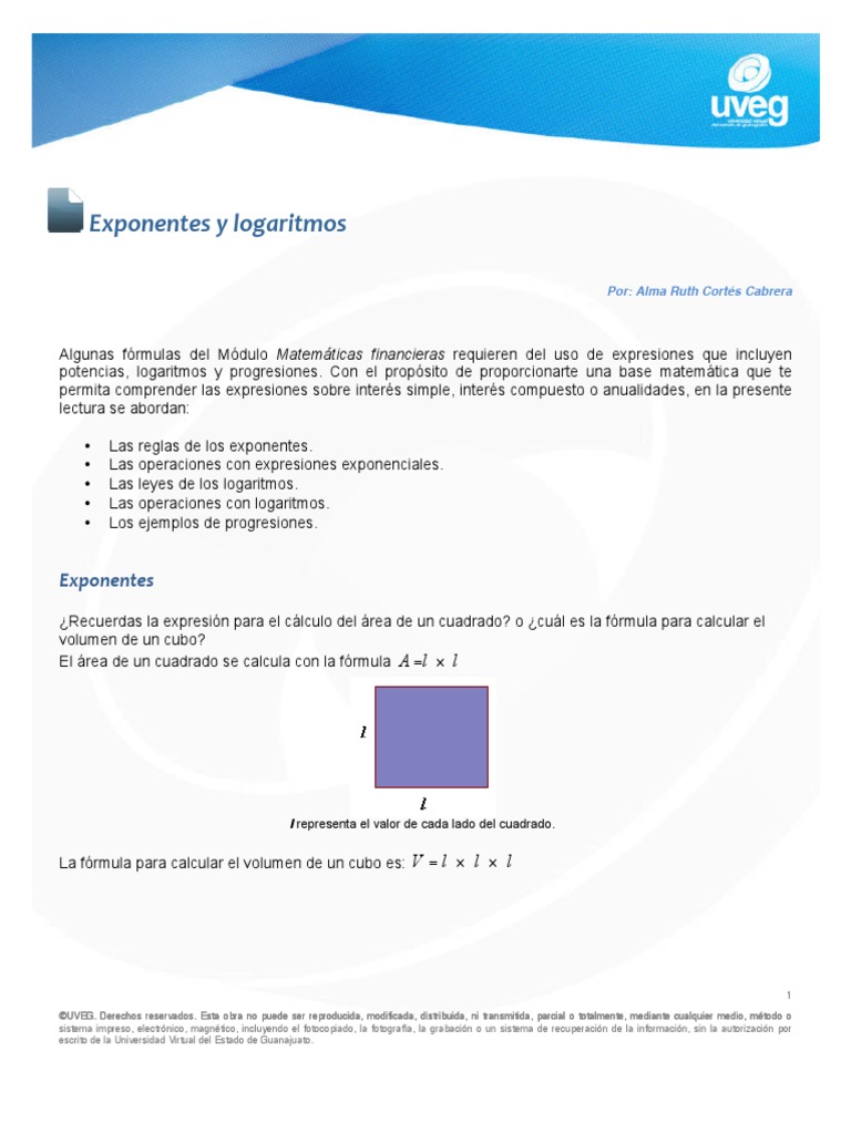 Exponentes y Logaritmos | PDF | Logaritmo | Exponenciación