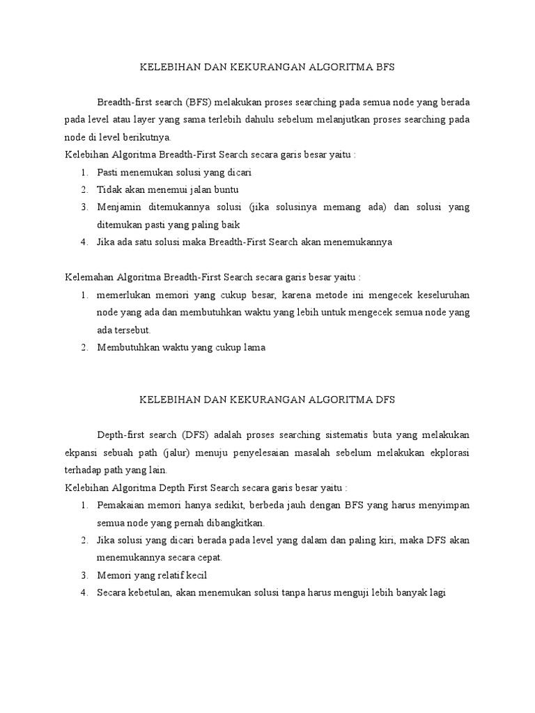 Kelebihan Dan Kekurangan Algoritma BFS | PDF