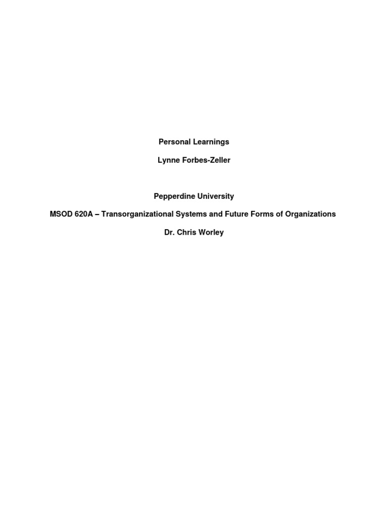 620a Lynneforbeszeller 620a Personal Reflection Final | PDF | Behavioural Sciences ...