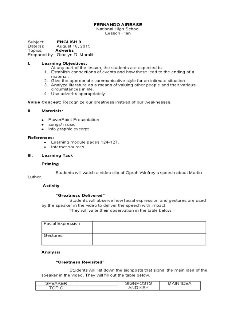 Lesson Plan-August 18 | PDF | Martin Luther King Jr. | Semiotics