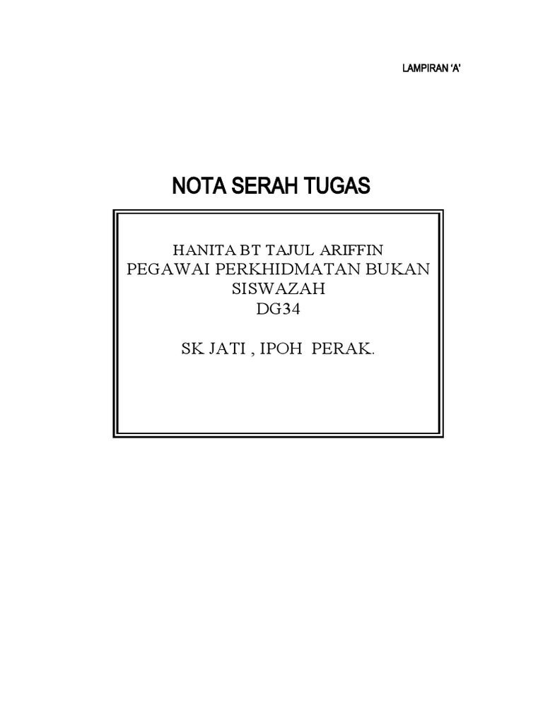 Nota Serah Tugas Guru | PDF