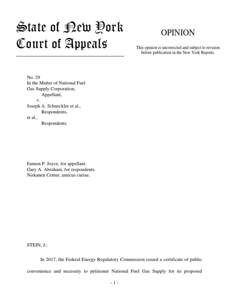 Nat. Fuel Gas Supply Corp. v. Schueckler, No. 29 (N.Y. June 25, 2020 ...