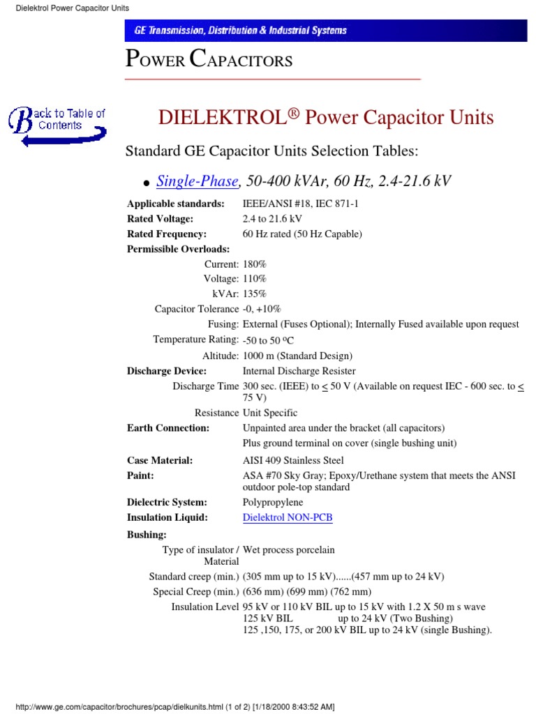 Capacitors - GE Two Bushing | PDF | Capacitor | Carbon