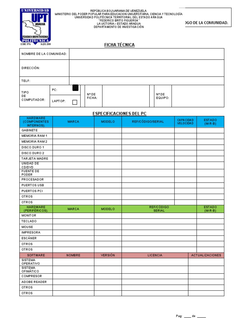 Ficha Tecnica Formato Digital | PDF | Hardware de la computadora | Computadoras personales