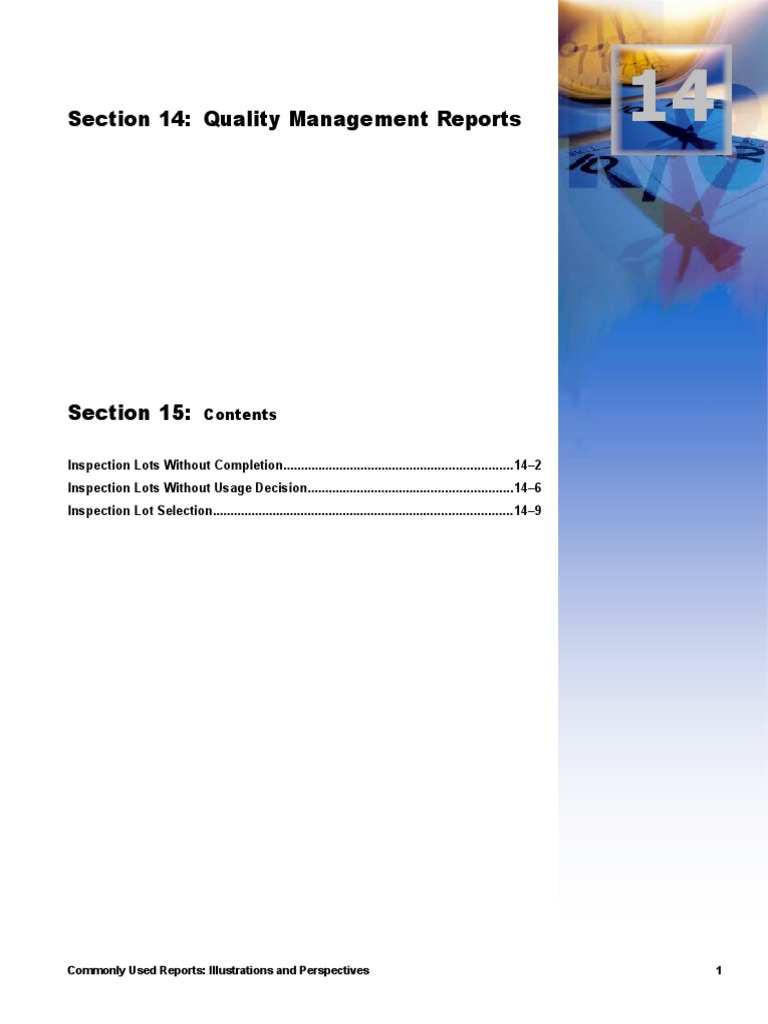 14 - Quality Management Reports | PDF | Program Optimization ...