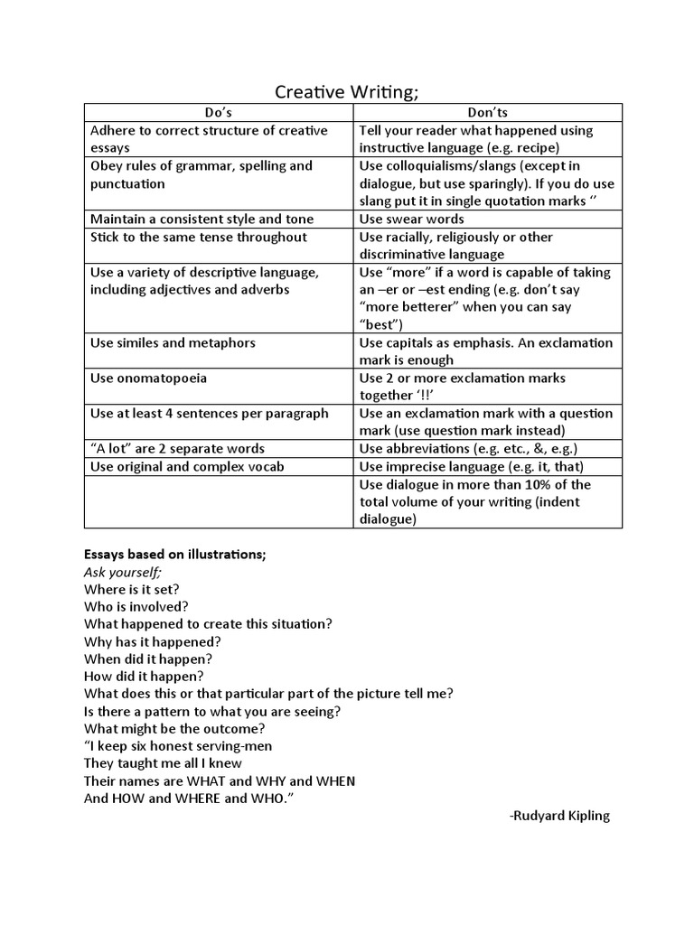 Creative Writing : Essays Based On Illustrations | PDF | Adverb | Essays