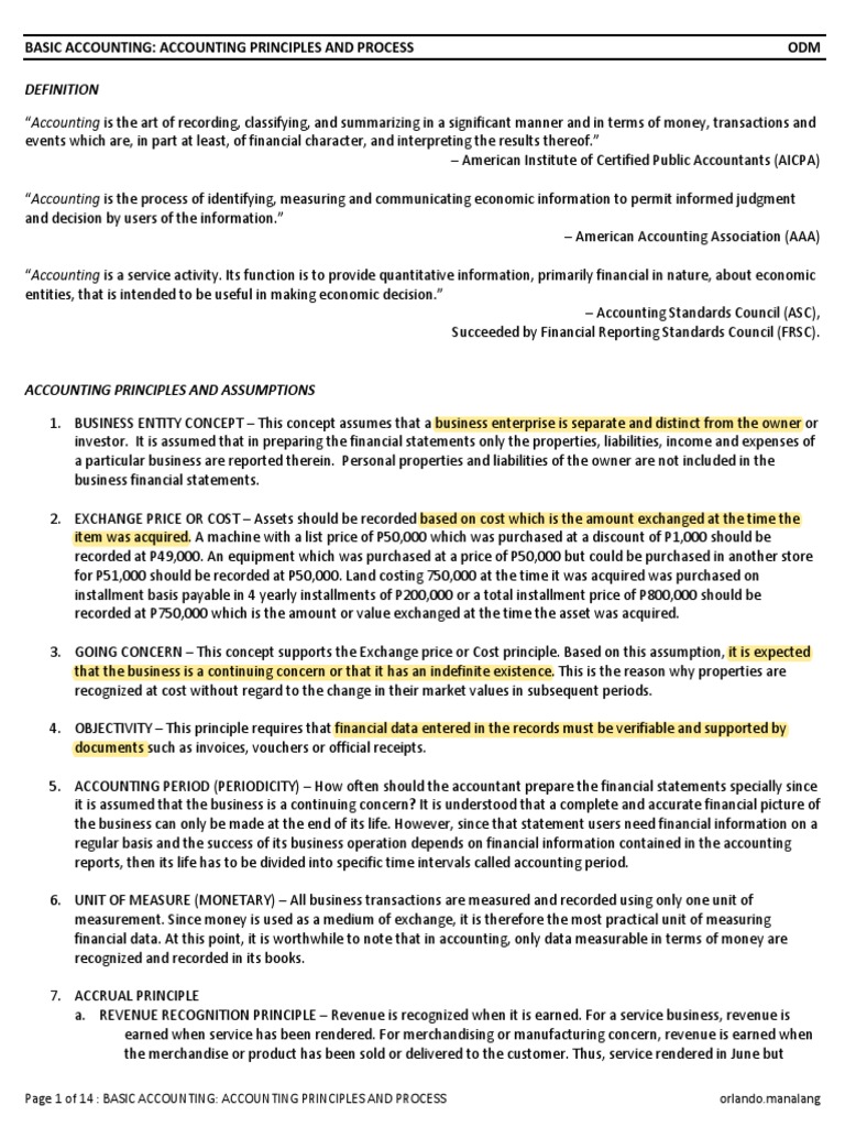 Basic Accounting Principles and Process | PDF | Debits And Credits ...